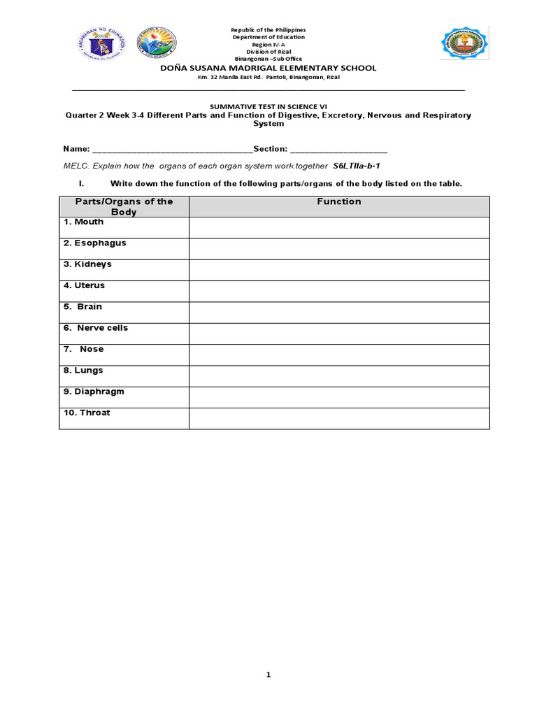SUMMATIVE TEST IN SCIENCE QUARTER 2 Week 1-2 | PDF