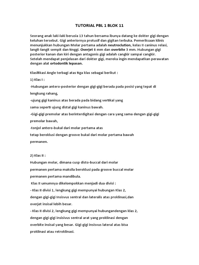 Tutorial PBL 1 Blok 11 | PDF