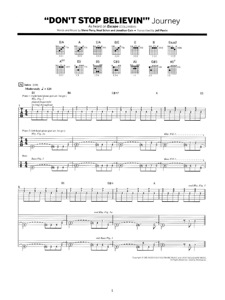 Journey - Dont Stop Believin (Song) (Score) | PDF | American Musicians ...