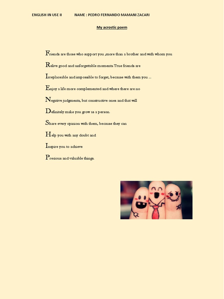 Acrostic Poem on Friendship | PDF