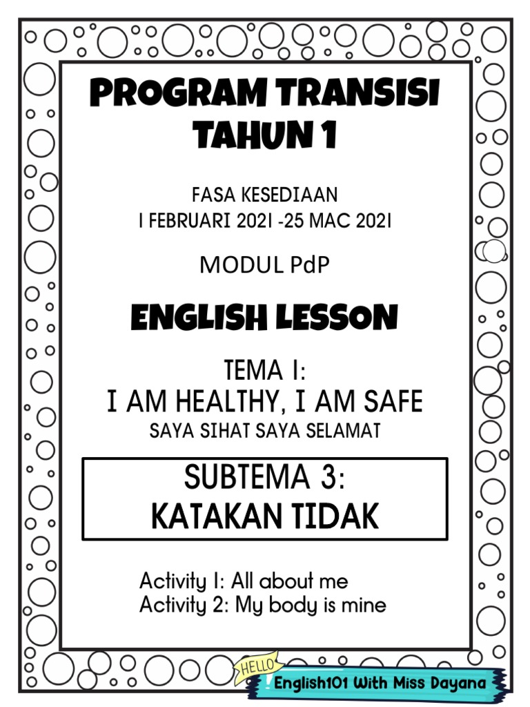 (Rectified) Tema 1 Subtema 3 English Module Program Transisi Tahun 1 | PDF