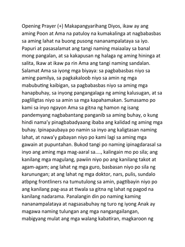 Opening Prayer Virtual Orientation 08122020 | PDF