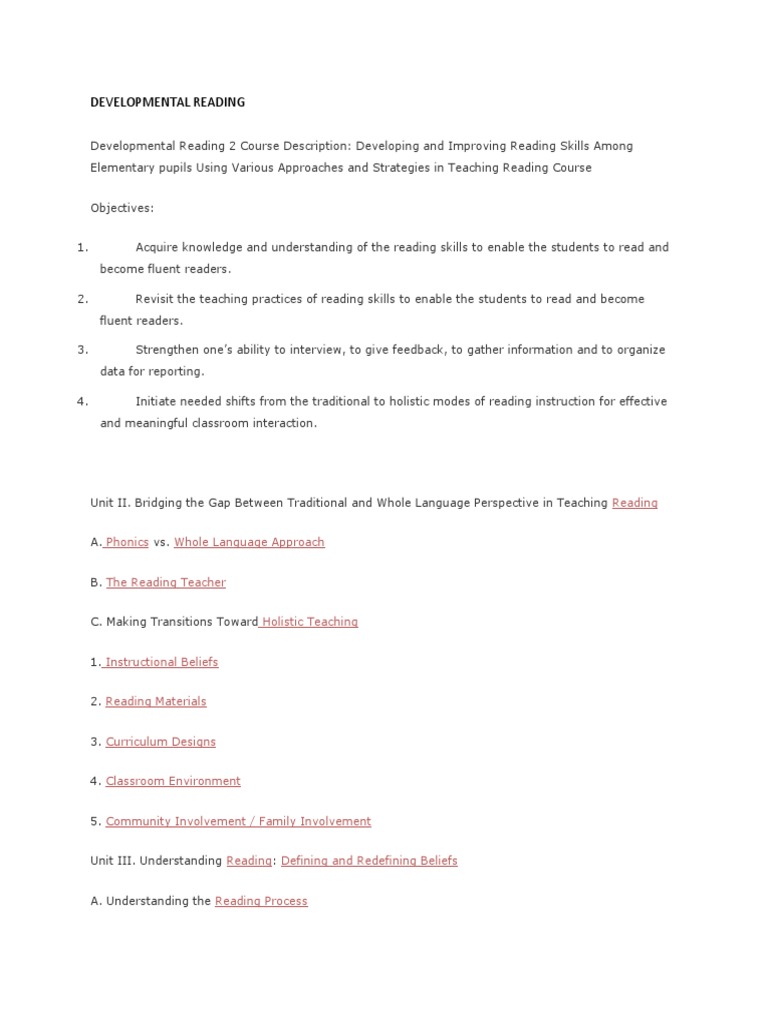 Developmental Reading | PDF | Phonics | Reading Comprehension