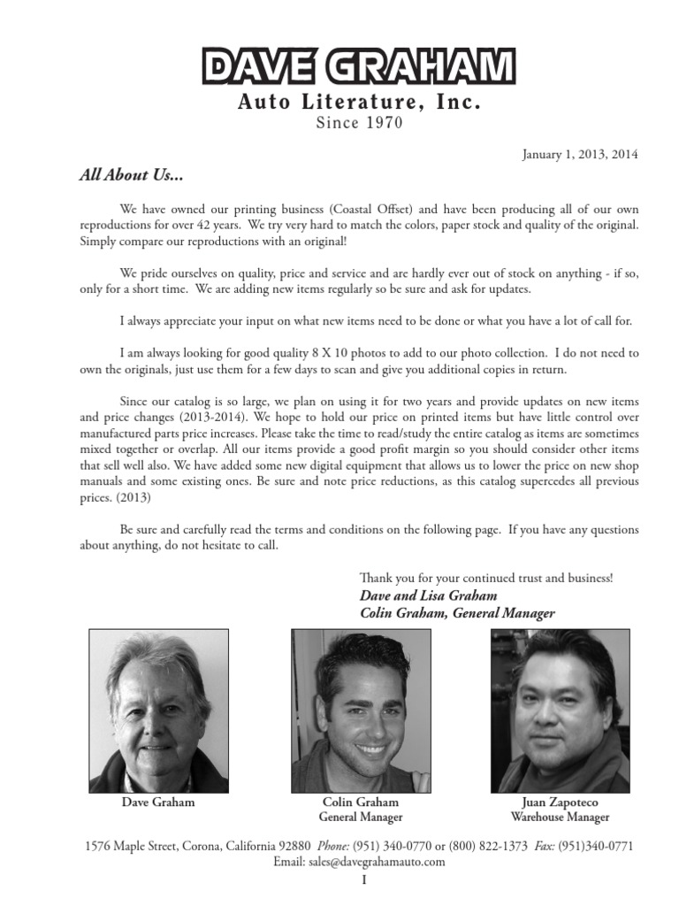 Dave Graham Literature Catalog | PDF | Chevrolet | Industries