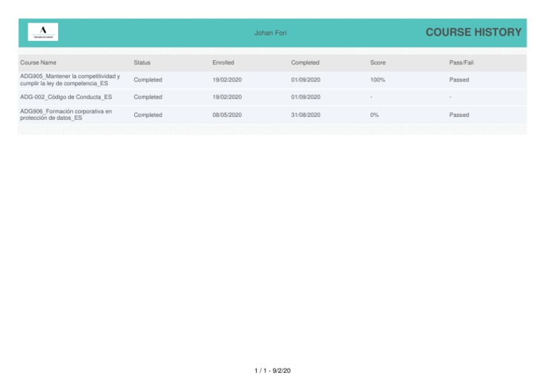 My Course History | PDF