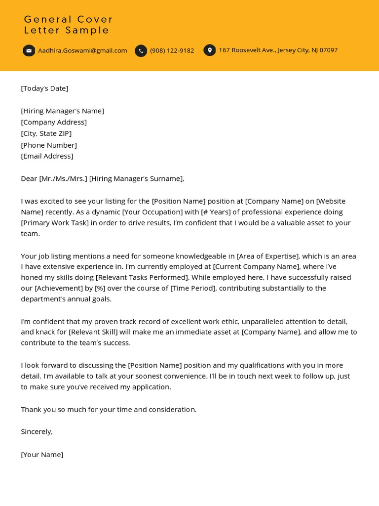General Cover Letter Template Sample | PDF
