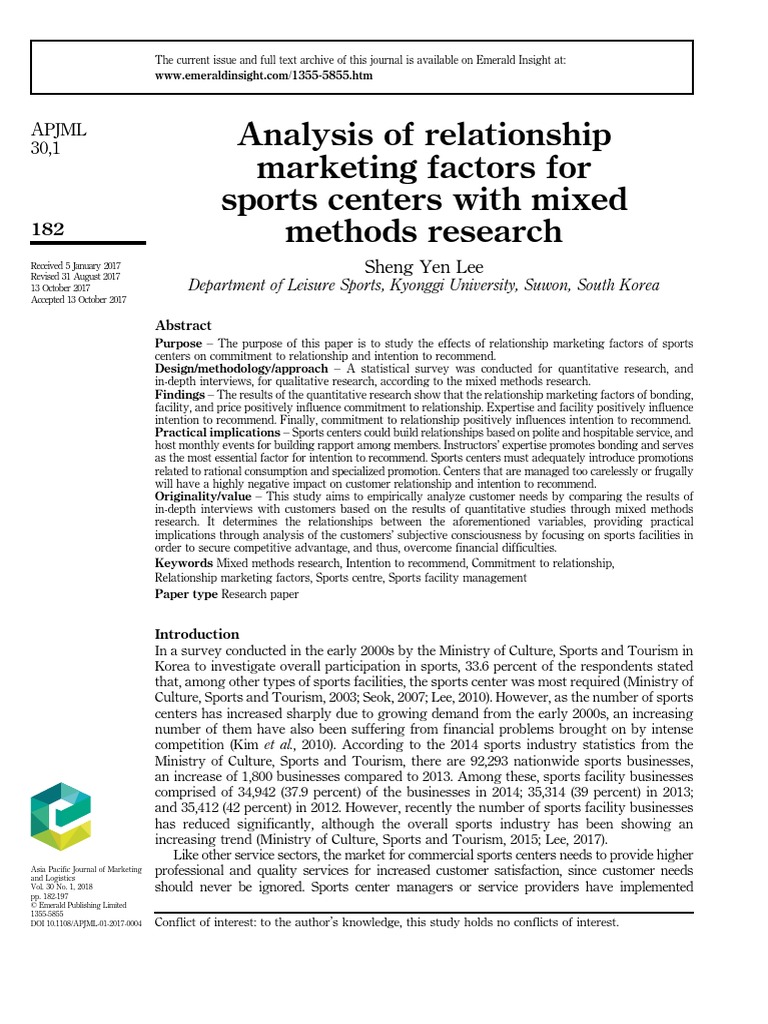 Relationship Marketing Sports | PDF | Survey Methodology | Quantitative ...