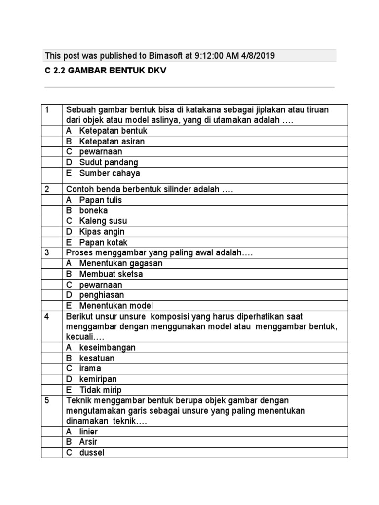 SOAL PG C2.2 Gambar Bentuk DKV | PDF