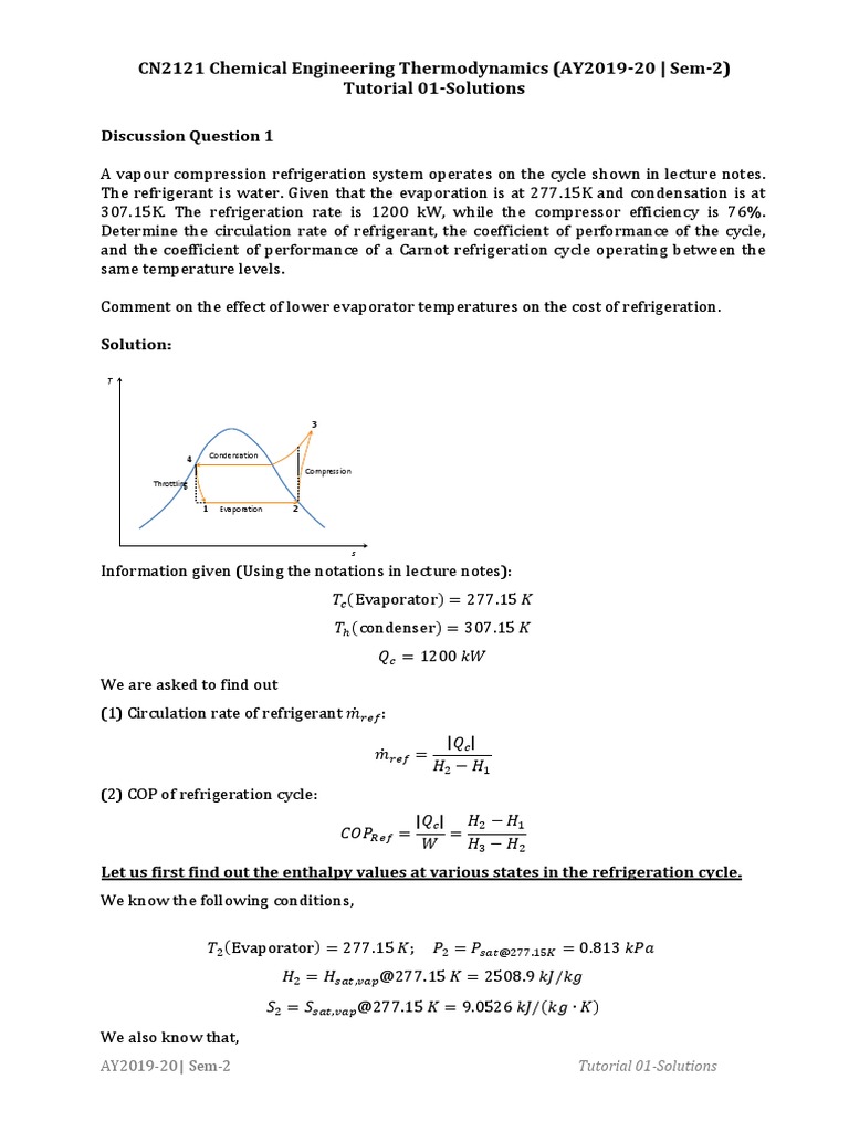 Thermo Tutorials Part 2 | PDF | Mole (Unit) | Refrigeration