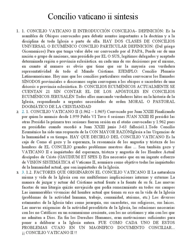Concilio Vaticano II Resumen | PDF | Concilio Vaticano II | Iglesia ...