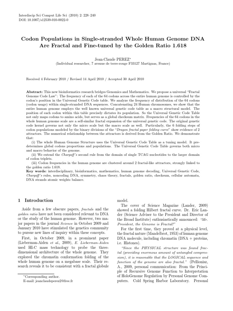 DNA Fractal Golden Ratio | PDF | Genetic Code | Genome