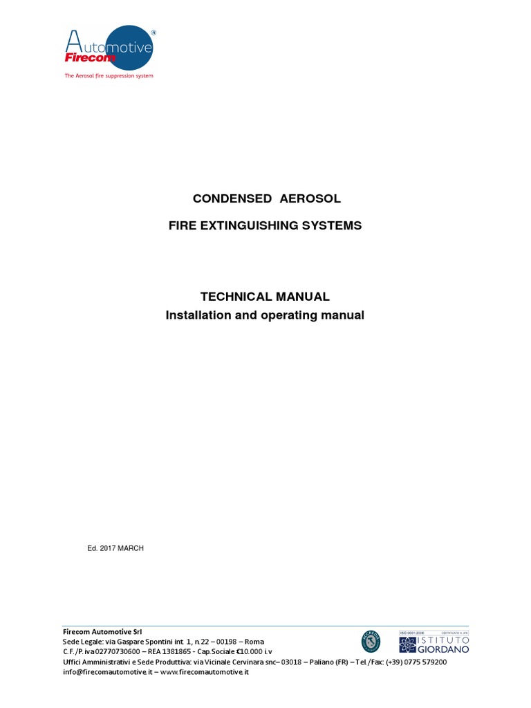 Technical and Instalatting Manual Book | PDF | Aerosol | Fires