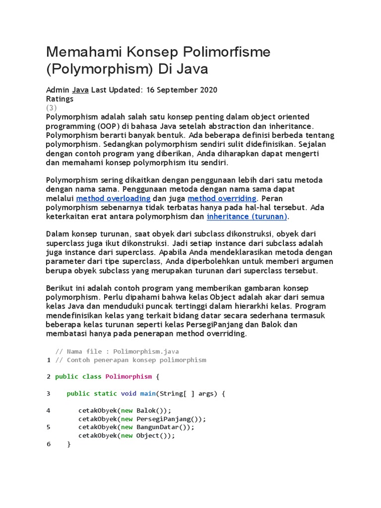 Polimorfisme Java untuk Pemula | PDF