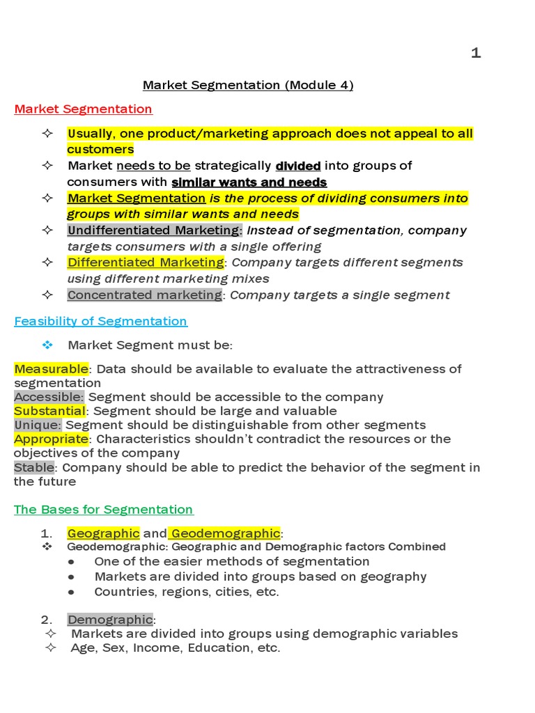 Market Segmentation (Module 4) | PDF | Market Segmentation | Marketing