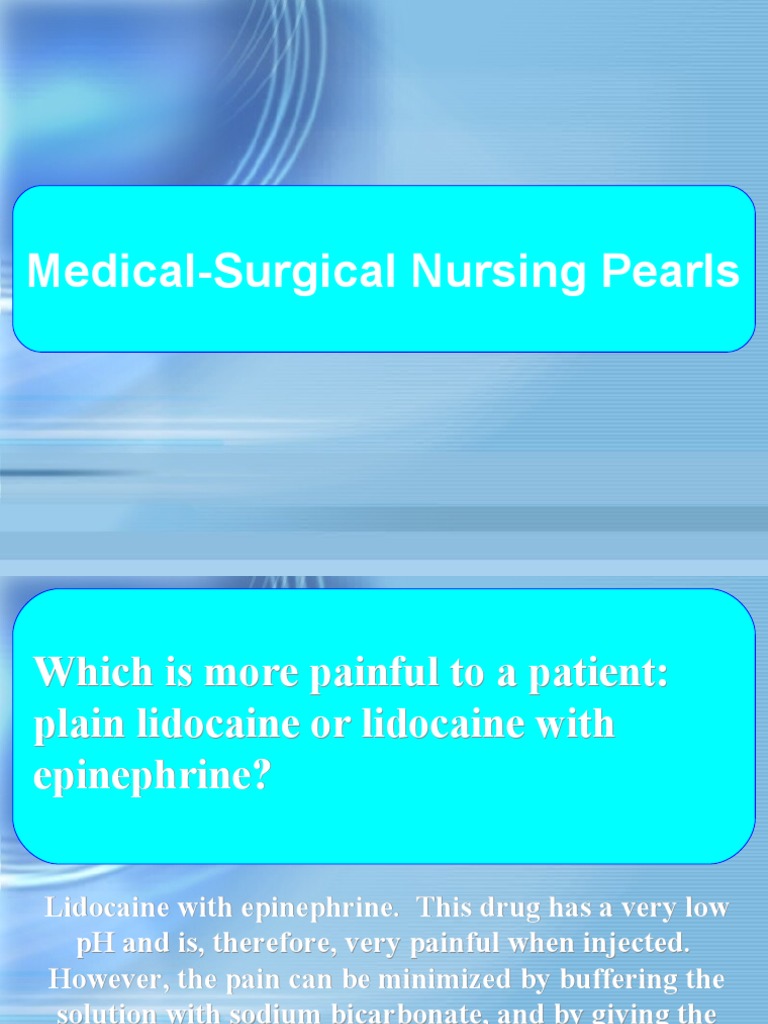 Medical-Surgical Nursing Pearls | PDF | Bleeding | Allergy