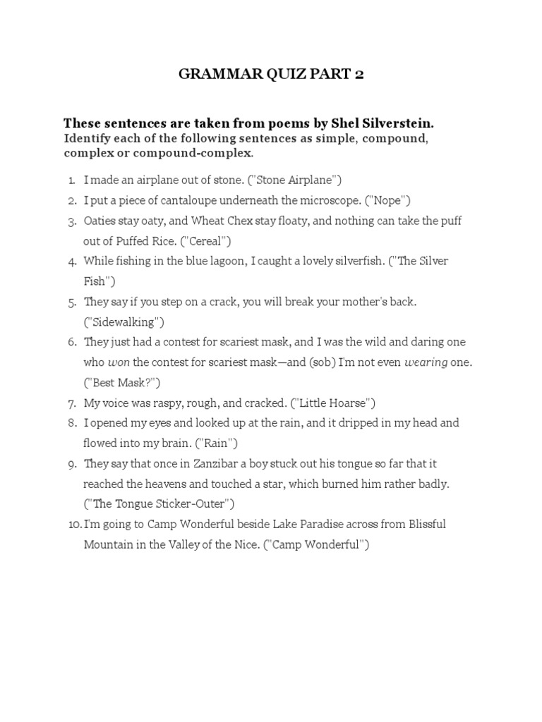 Grammar Quiz Part 2 (2019 - 12 - 20 07 - 17 - 19 Utc) | PDF