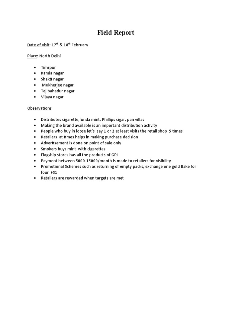 Field Report | PDF | Lifestyle