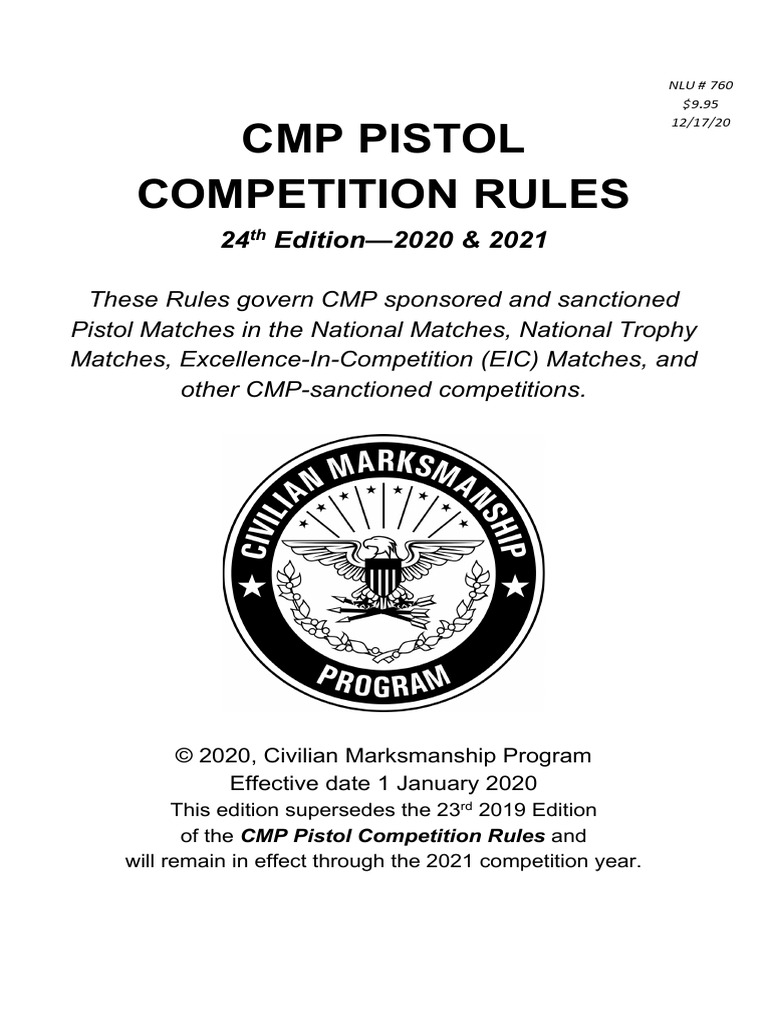 CMP Pistol Rules 2020 - 2021 | PDF | Marksman | Projectile Weapons