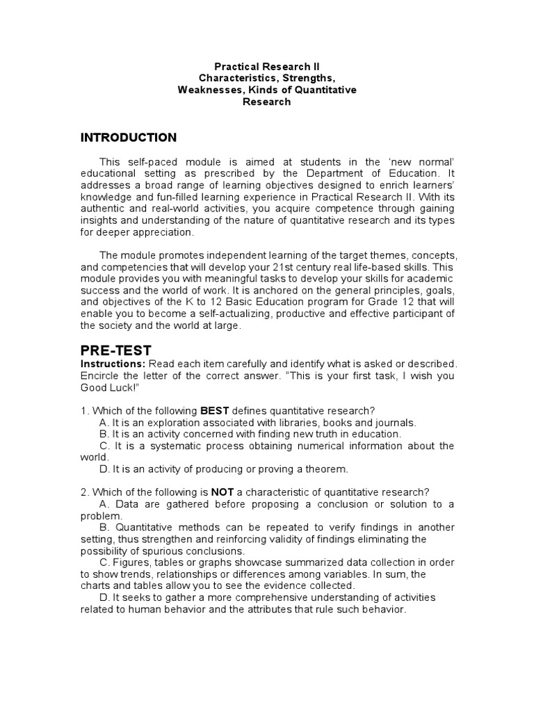Practical Research 2 | PDF | Quantitative Research | Research Design