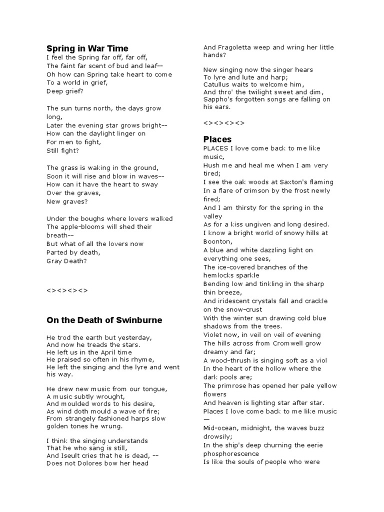 Sara Teasdale Poems | PDF