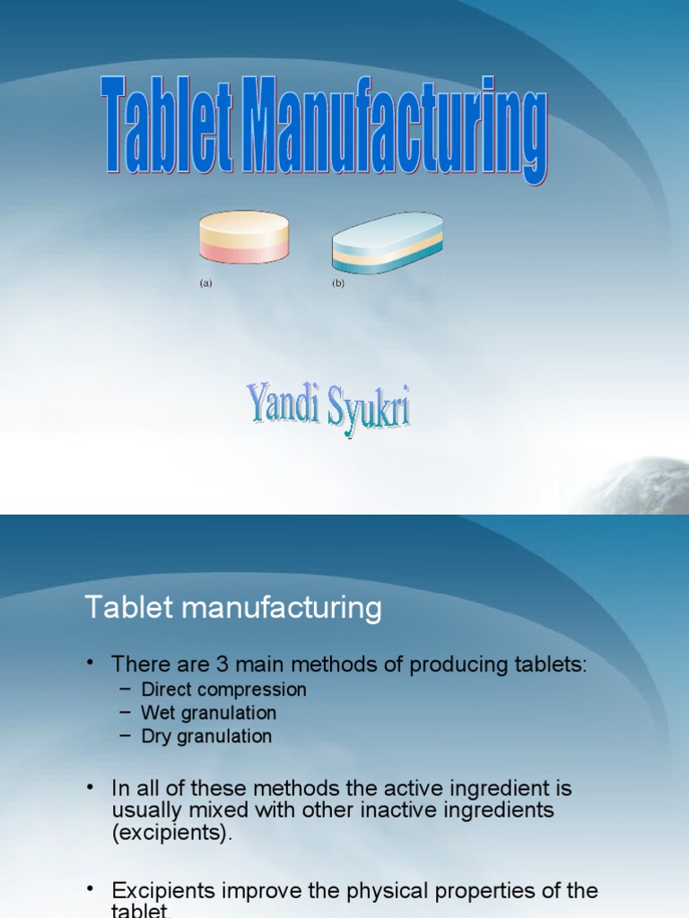 Tablet Manufacturing | PDF | Tablet (Pharmacy) | Materials