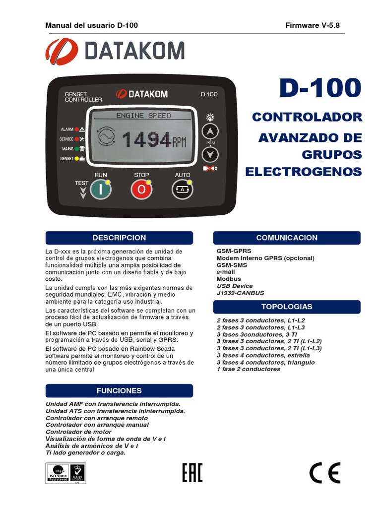 Datakom D-100 | PDF | Transformador | Sensor