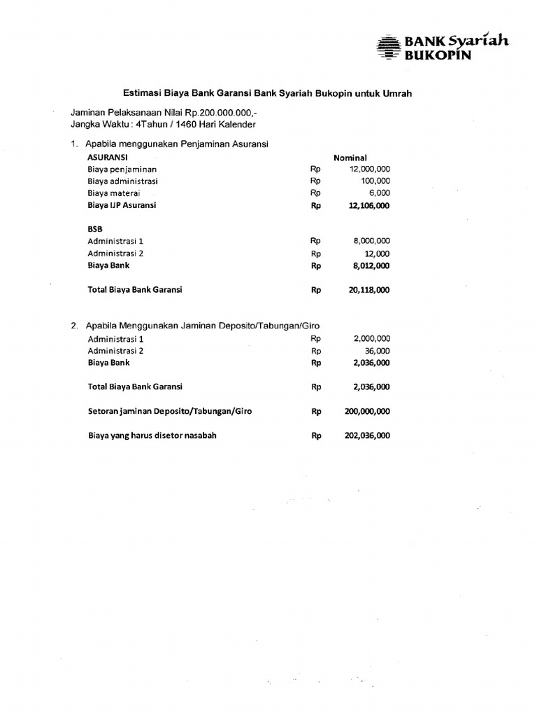 Contoh Simulasi Bank Garansi | PDF