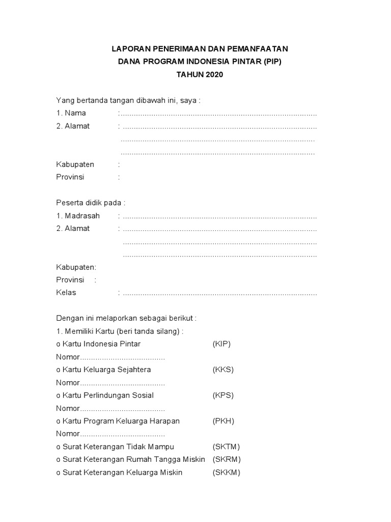 Form Pip 31 Laporan Pip Siswa | PDF