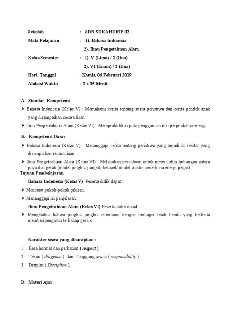 RPP Kelas Rangkap | PDF