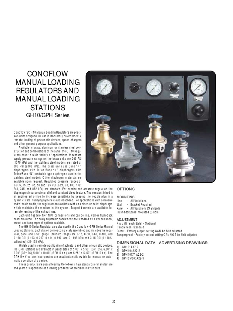 Conoflow Manual Loading Regulators and Manual Loading Stations | PDF ...