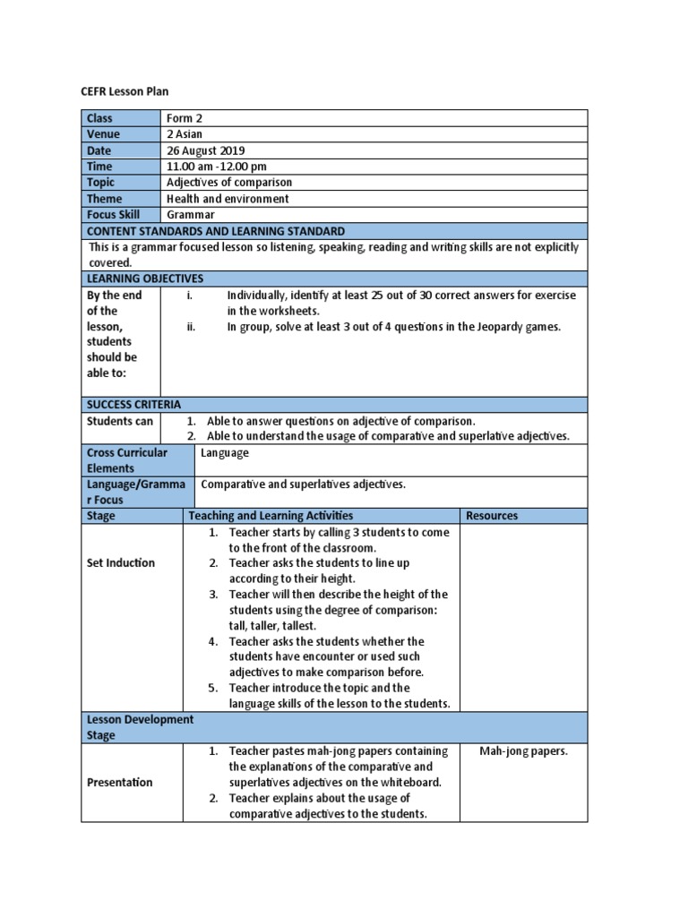 Lesson Plan English | PDF | Lesson Plan | Teachers
