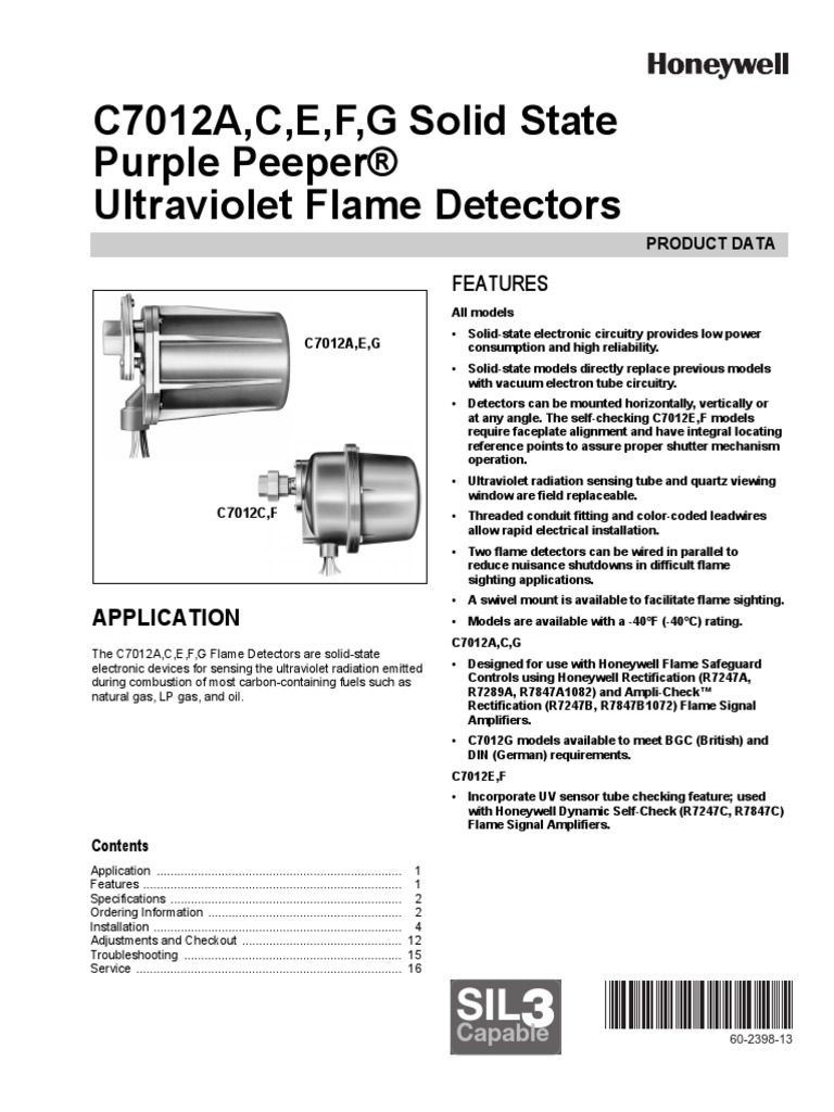 C7012A, C, E, F, G Solid State Purple Peeper® Ultraviolet Flame ...