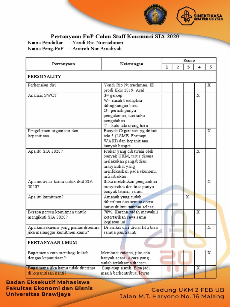 FNP Konsumsi Yendi | PDF