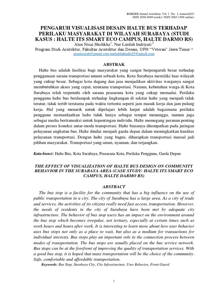 Jurnal - Pengaruh Visualisasi Desain Halte Bus Terhadap Perilaku Masyarakat | PDF