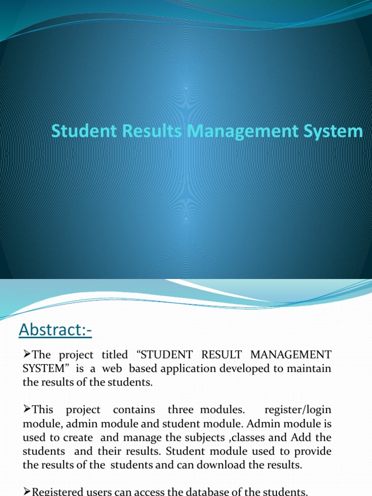 Student Results Management System | PDF | Php | My Sql