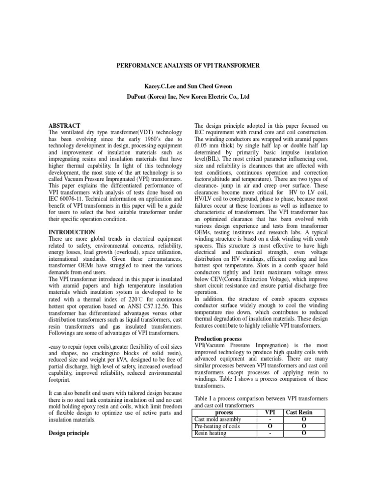 VPI Paper Trsfmer | PDF | Transformer | Insulator (Electricity)