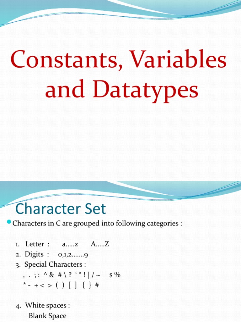 Constants Variables And Datatypes Pdf Digital Electronics Integer Computer Science