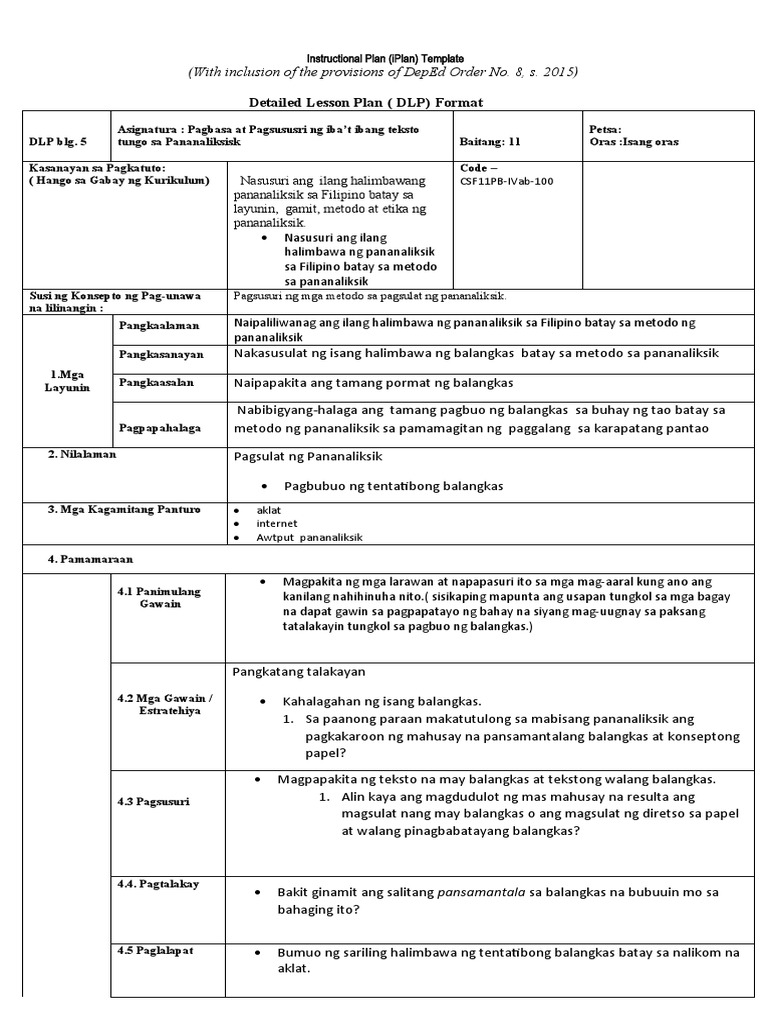 Tentatibong Balangkas | PDF