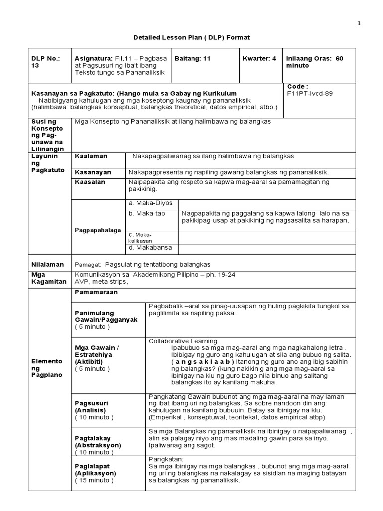 Tentatibong Balangkas | PDF
