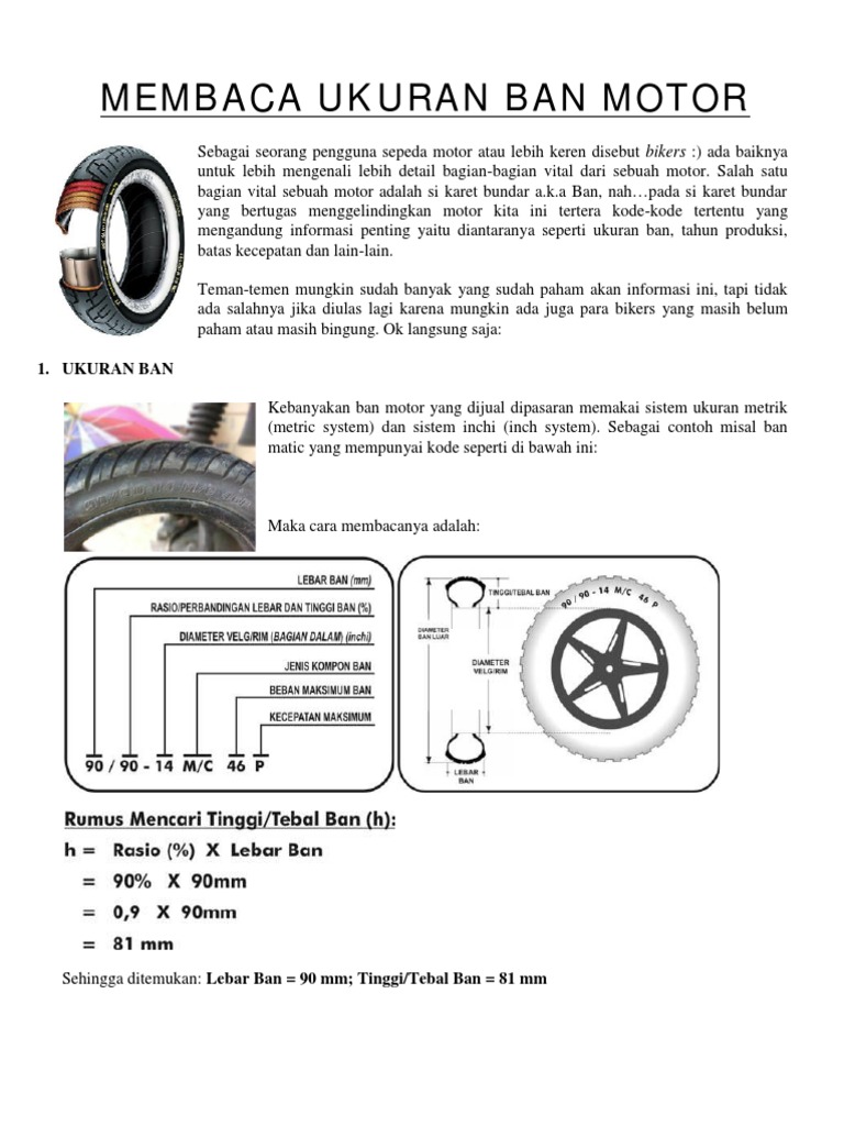 Panduan Membaca Ukuran Ban Motor | PDF