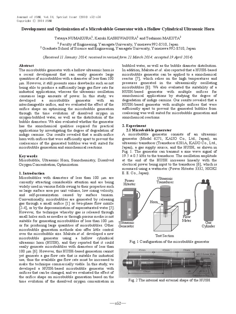 Nakamura2014 Development and Optimization of A Microbubble Generator ...