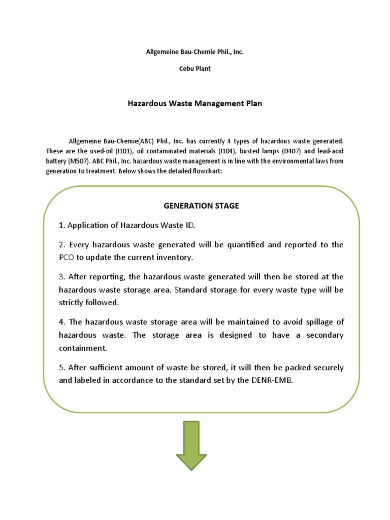 Hazardous Waste Management Plan | PDF