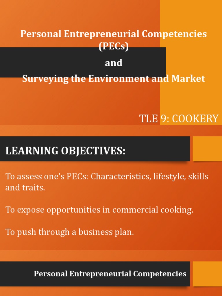 Personal Entrepreneurial Competencies (Pecs) And: Tle 9: Cookery | PDF ...