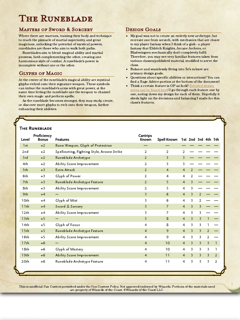 The Runeblade: Masters of Sword & Sorcery Design Goals | PDF | Runes ...