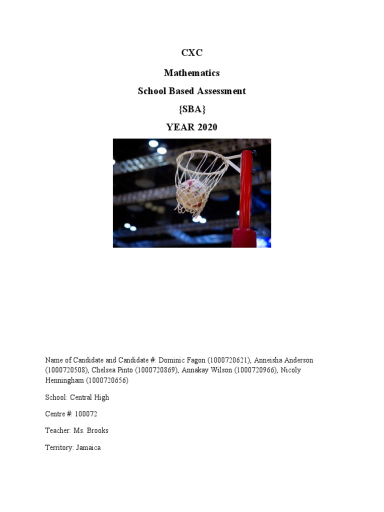 CXC Mathematics School Based Assessment (SBA) YEAR 2020 | PDF | Cognition