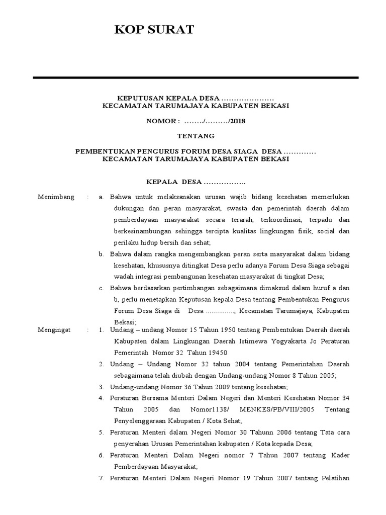 Contoh SK Desa Siaga | PDF