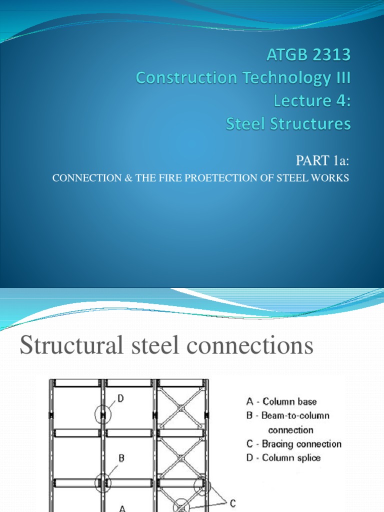 Steel Connections and Fire Protection | PDF | Structural Steel | Column