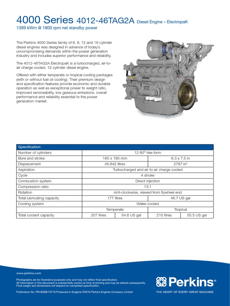 4000 Series: 4012-46TAG2A | PDF | Diesel Engine | Turbocharger