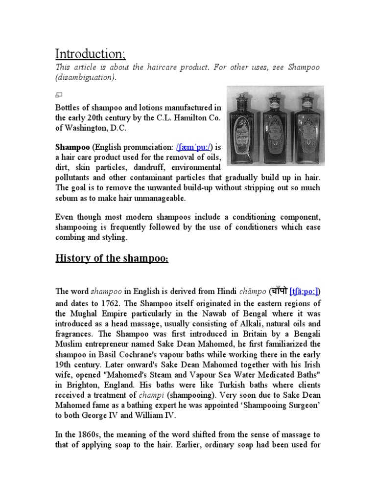 Introduction : History of The Shampoo | PDF | Shampoo | Carrie Fisher