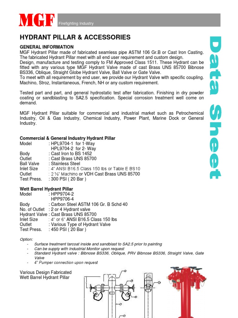 Pillar Type Fire Hydrant Overview | PDF